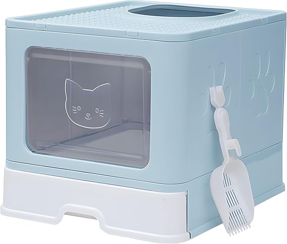 Amazon.com : Cat Litter Box, Large Front Entry Top Exit Litter Box with ...