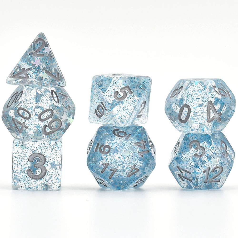 Amazon.com: cusdie Polyhedral Dice Sets Stars DND Dice Glitter Dice for ...