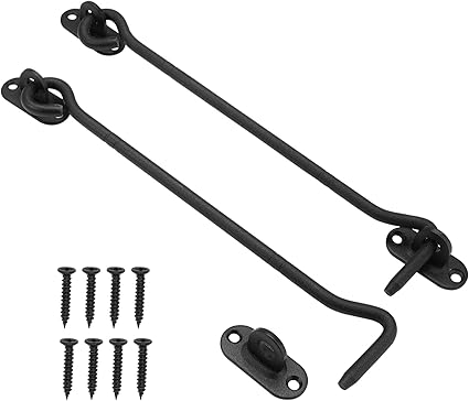 AetherAurora Pack of 2 Storm Hooks with Eyelet, Black, Cabin Hooks ...