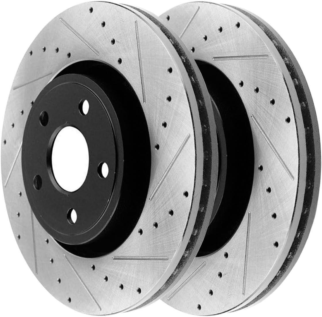 Amazon.com: AutoShack Black Hat Drilled and Slotted Brake Rotors Front ...