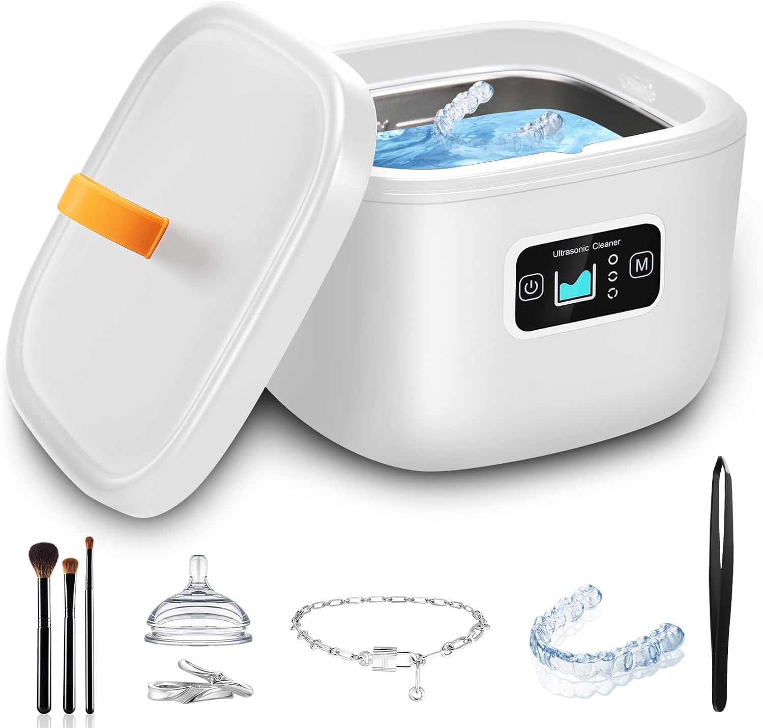 Ultrasonic Cleaner for Dentures, Retainer, Mouth Guard, Aligner, Whitening Trays, Toothbrush ...