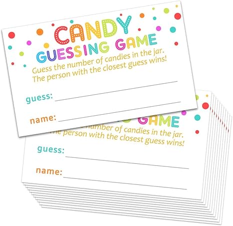 Amazon.com: Yangmics Direct 60 Candy Guessing Game Cards - Guess How ...