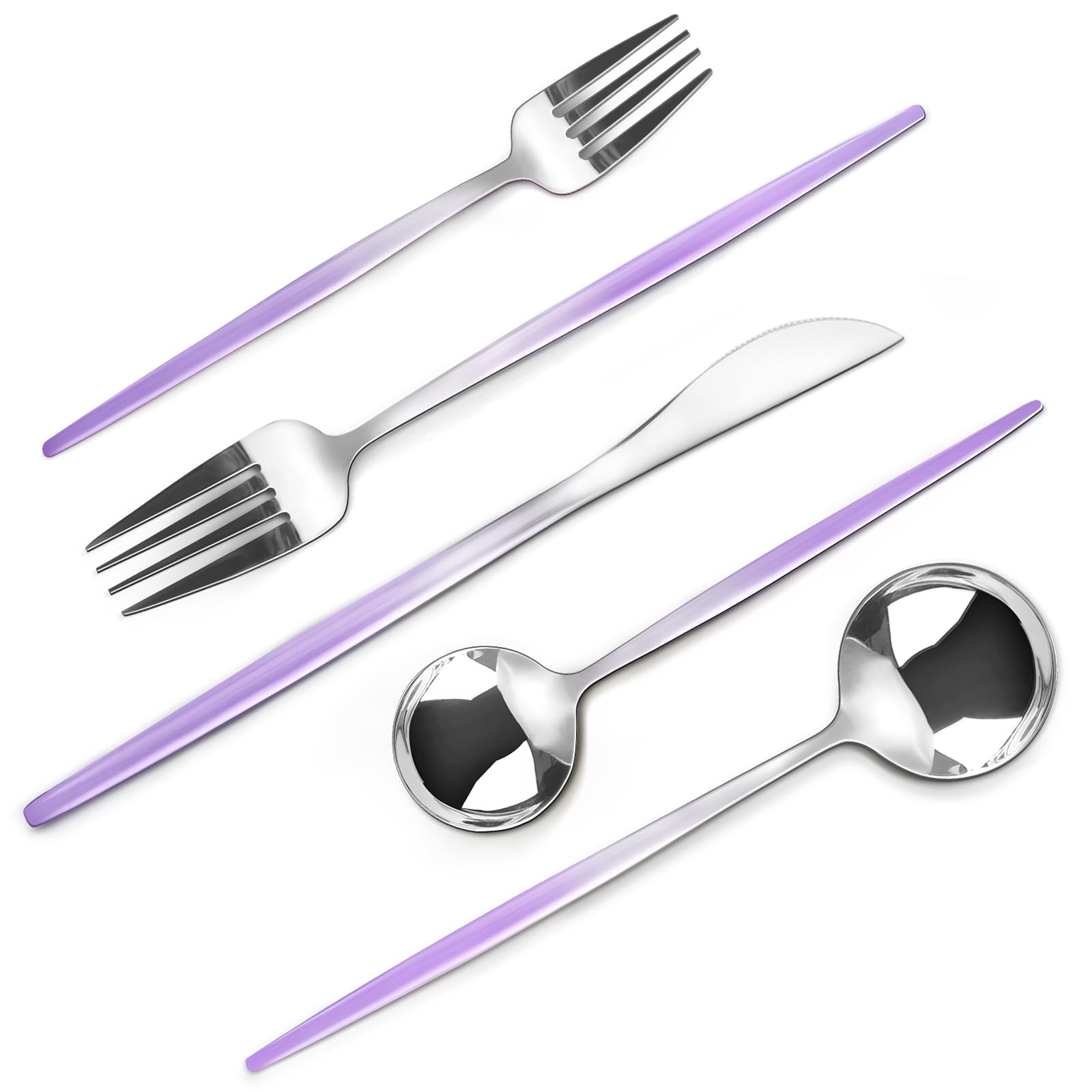 Snapklik.com : Gradient Purple Silverware Set, 20-Piece Stainless Steel ...