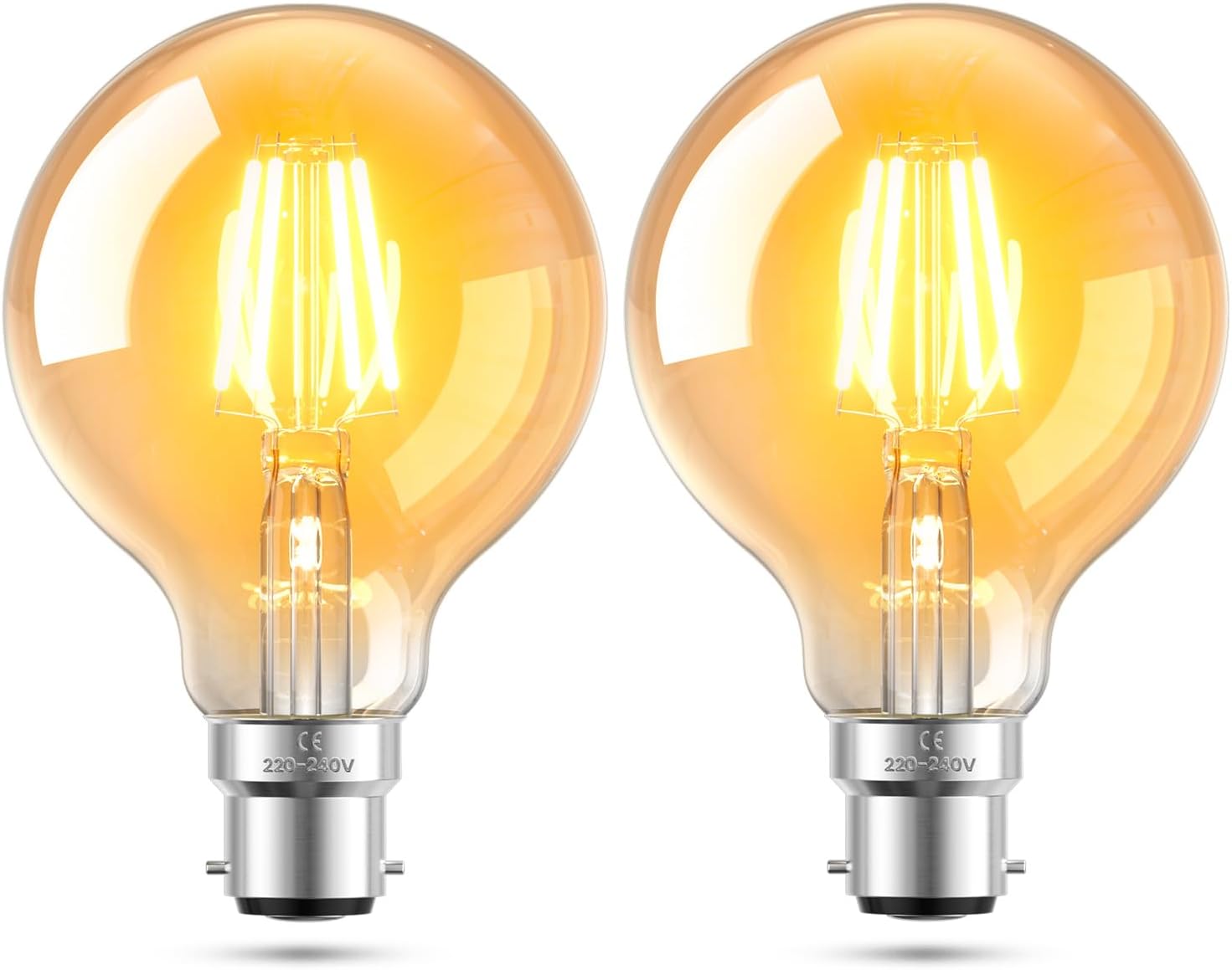 BrightArk B22 Vintage Edison Bayonet Light Bulb, Amber Decorative LED ...