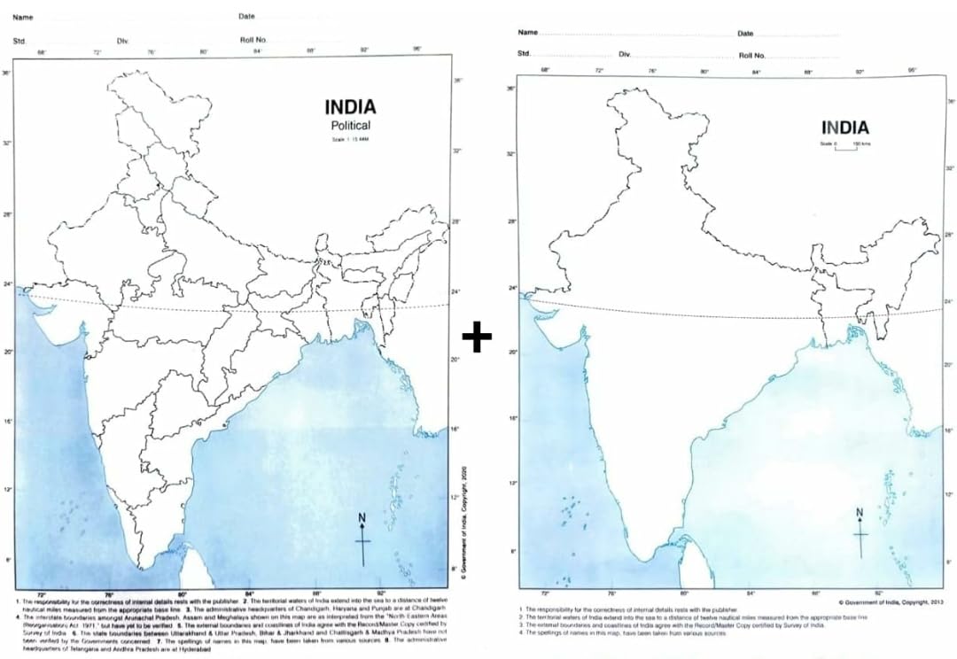 Maps for Practice | India - Outline and Physical each 50 Maps total 100 ...