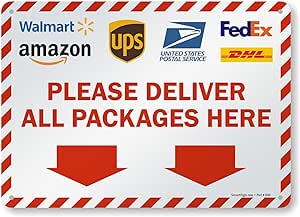 SmartSign Package Delivery Sign - 14" x 10", Please Deliver All ...