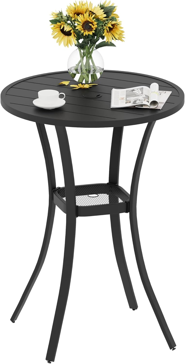 Amazon.com: VICLLAX Patio Bar Height Table, Round Outdoor Bar Table ...
