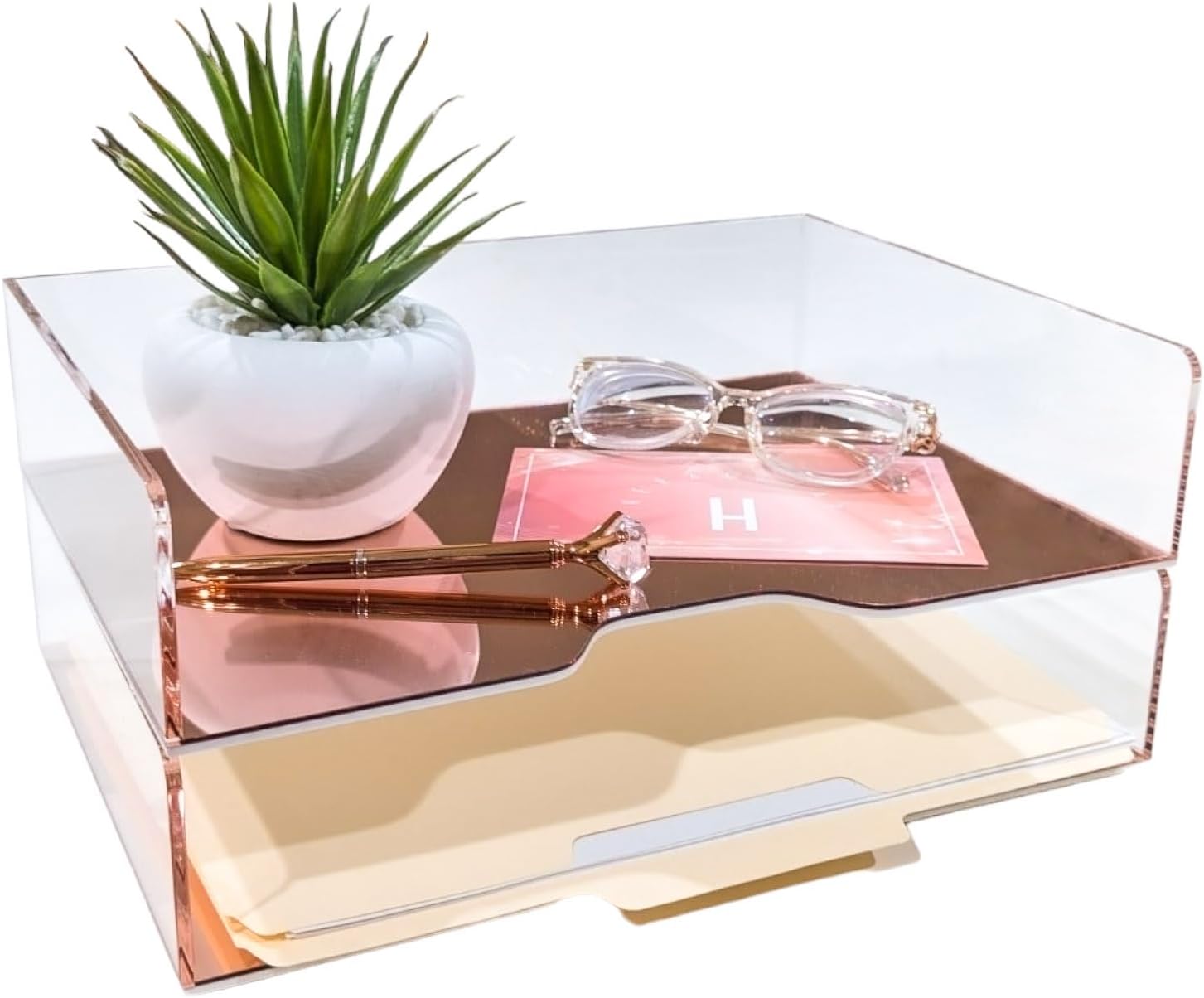 Amazon.com: Acrylic Letter Tray, Flymer Clear Paper Organizer for Desk ...