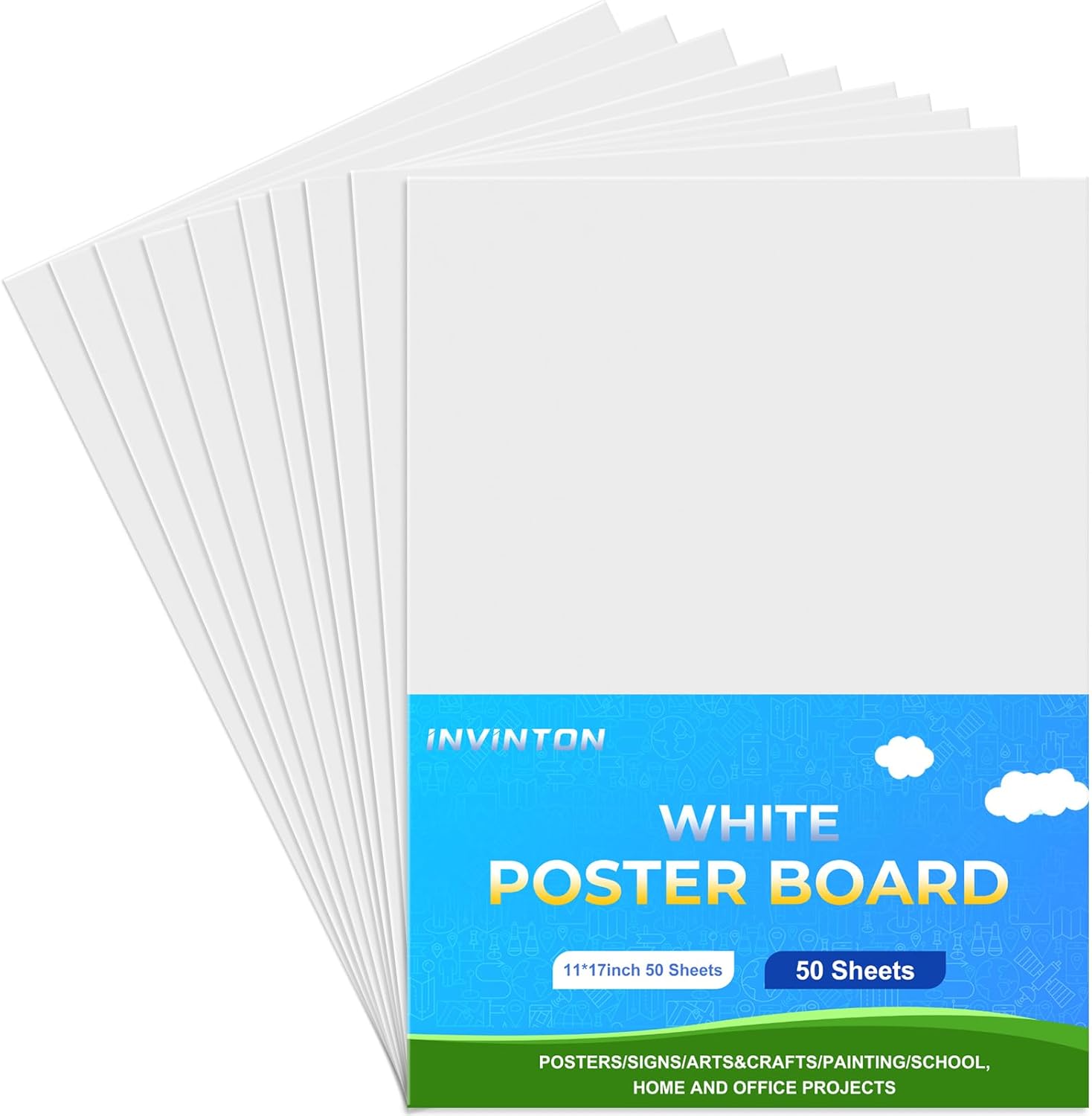 Amazon.com : Invinton 50Pcs White Poster Board 11x17, 240G Thickness ...