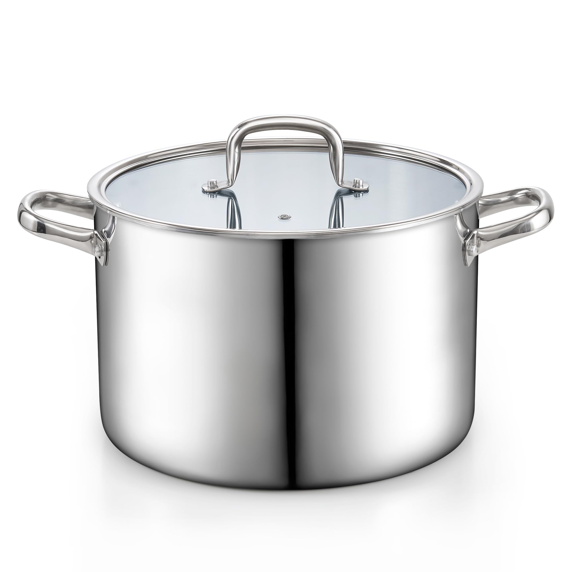 Amazon.com: Cook N Home Stainless Steel Stockpot with Lid 12 Quart, Tri ...