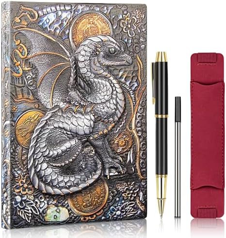Amazon.com : LongLongJin DND Embossed Leather Dragon Notebook for ...