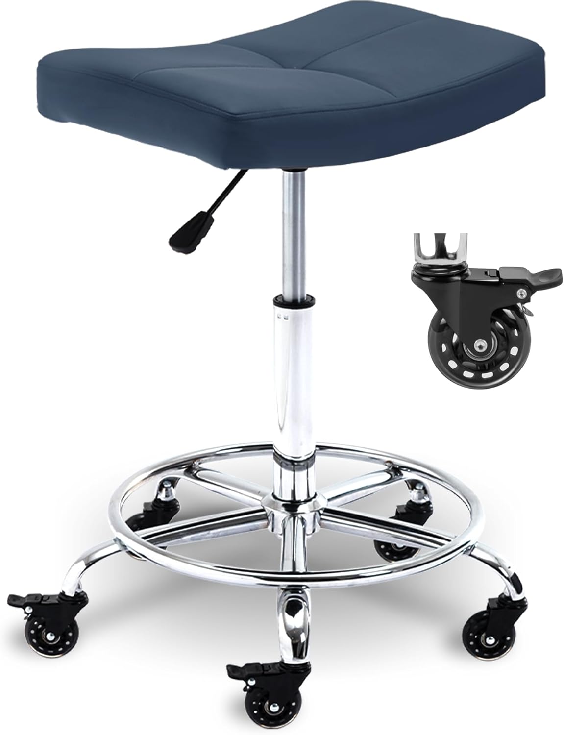 Amazon.com: iMenting Wide Rolling Stools with Locking Rubber Wheels ...