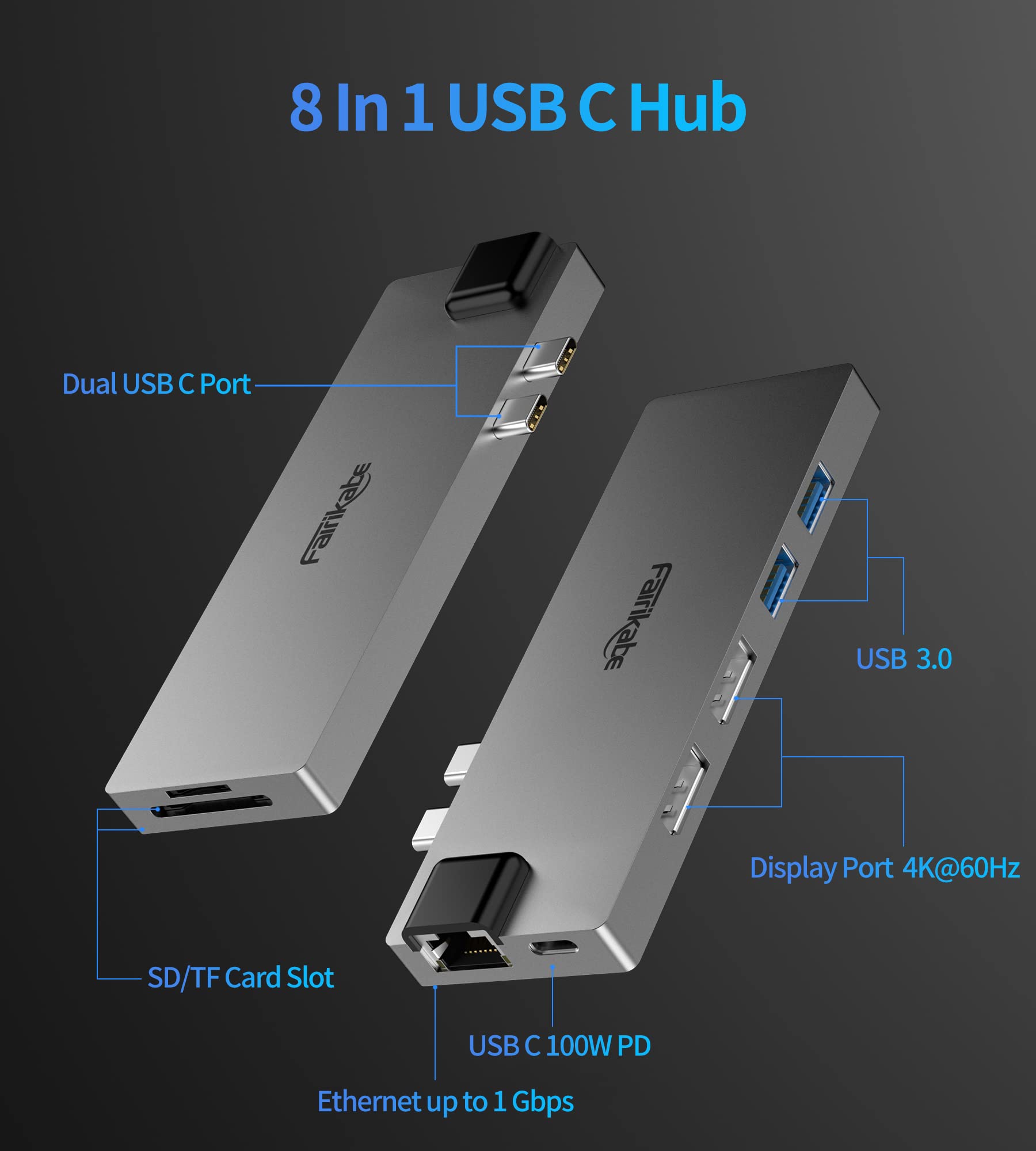 Snapklik.com : USB C To Dual DisplayPort Docking Station 4K60Hz, 8 In 1 ...