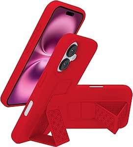 Amazon.com: LAUDTEC Silicone Kickstand Case Compatible with iPhone 16, Vertical and Horizontal ...