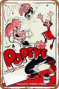 Amazon.com : Popeye (Left) Plaque Poster Metal Tin Sign 8" x 12 ...