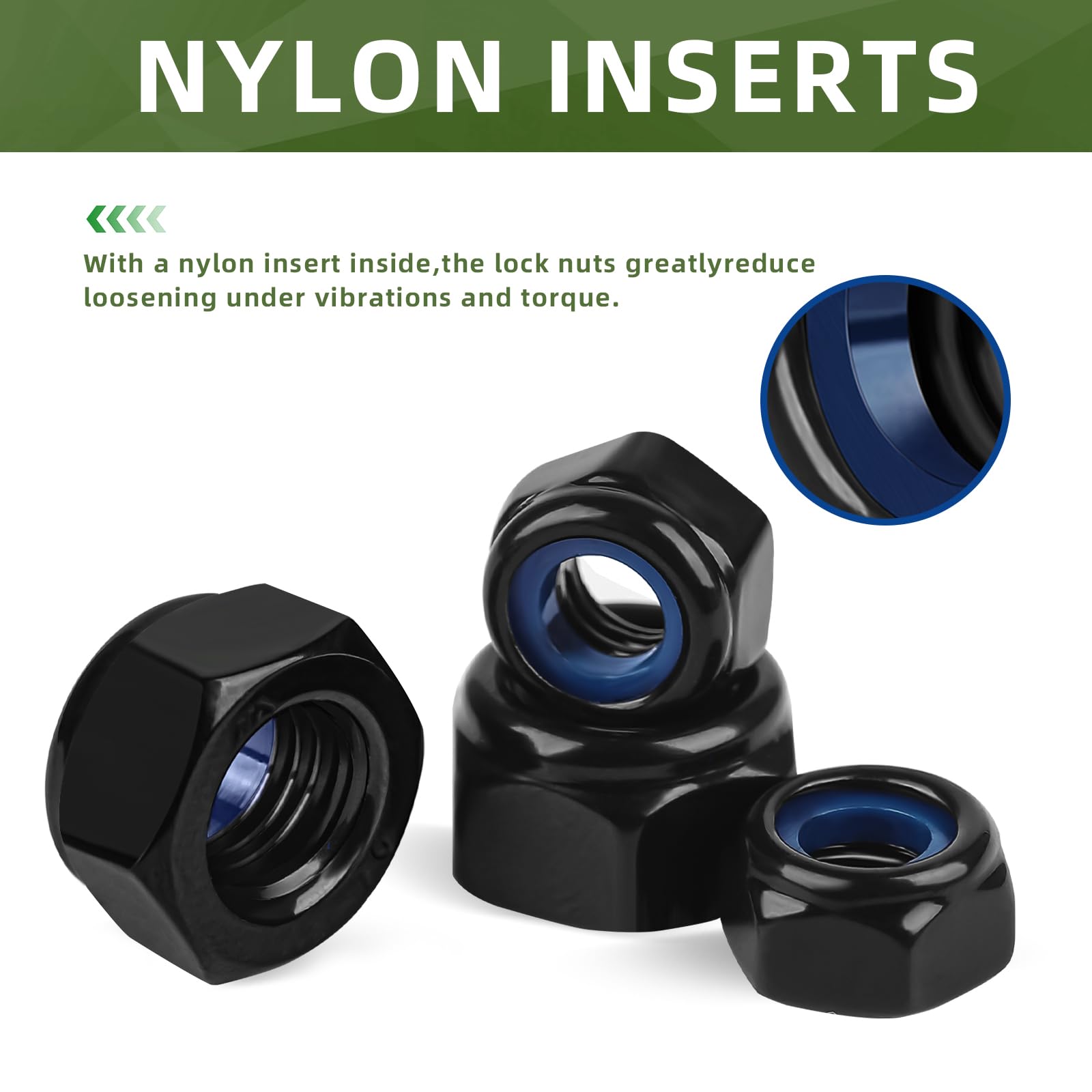 Snapklik.com : 50 PCS M4-0.7 Nylon Insert Locknuts, Standard Metric Thread Self-Lock Nylon ...