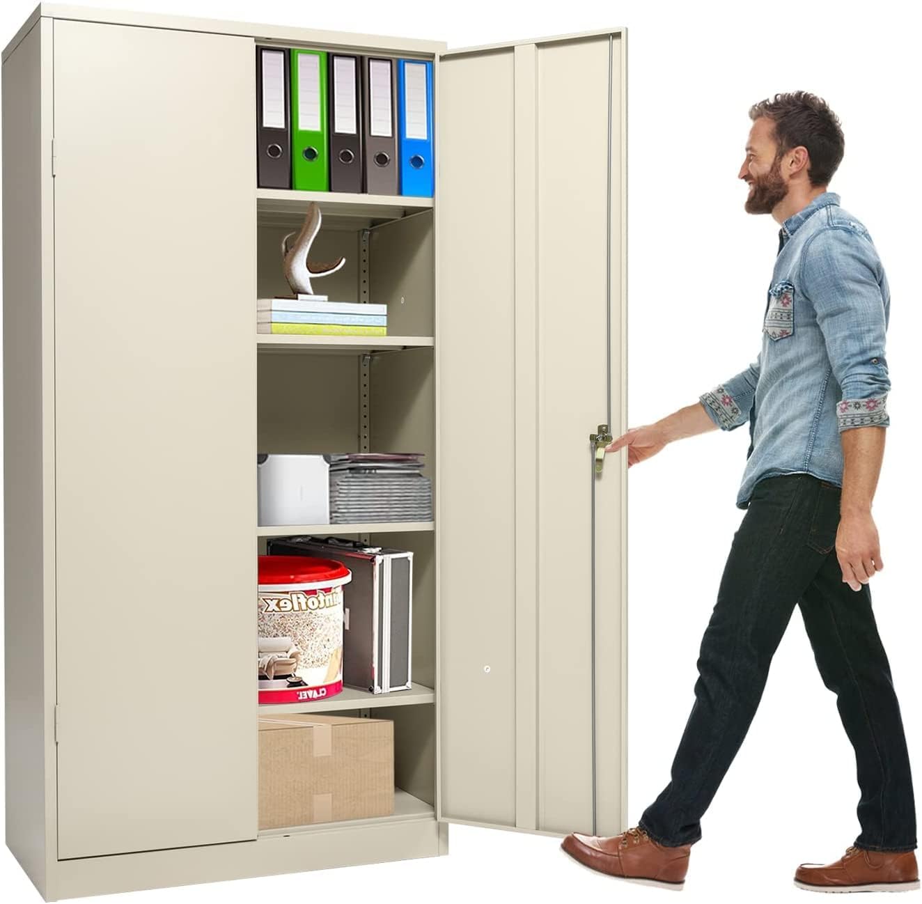 Amazon.com: Atripark Metal Storage Cabinet with Doors, Lockable Steel ...