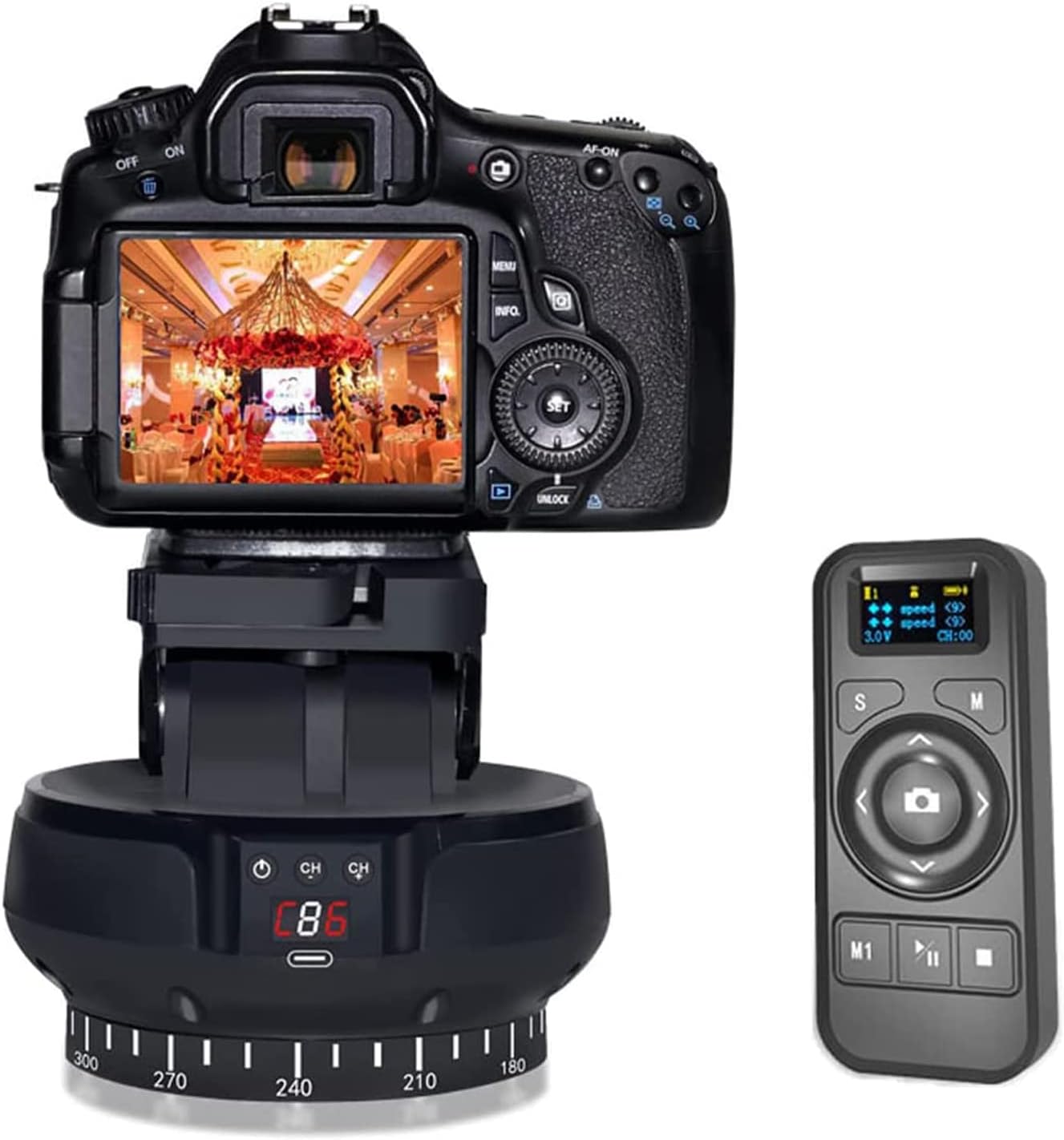 Amazon.com : 2.4G Electronic Camera Tripod Head, Motorized Panoramic ...