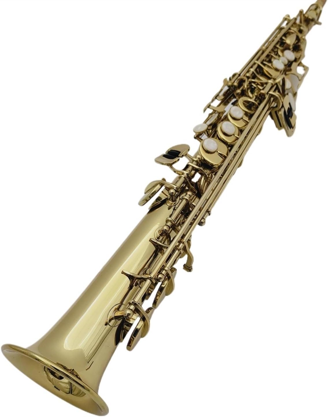 saxophone set Brass Gold Lacquer Treble Straight Pipe Saxophone B Flat ...