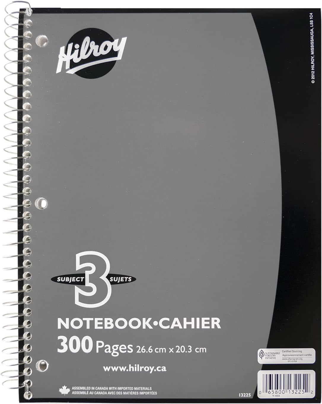 Hilroy Coil 3-subject Notebook, Wide Ruled, 10.5 X 8 Inches, 300 Pages ...