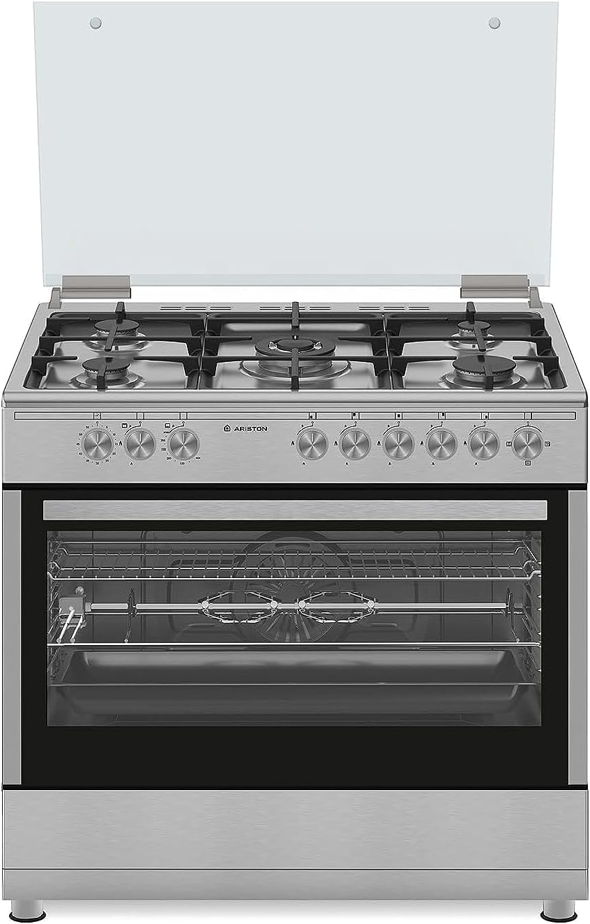 Ariston 90x60 cm Freestanding Cooker with Convection Oven, Full Gas ...
