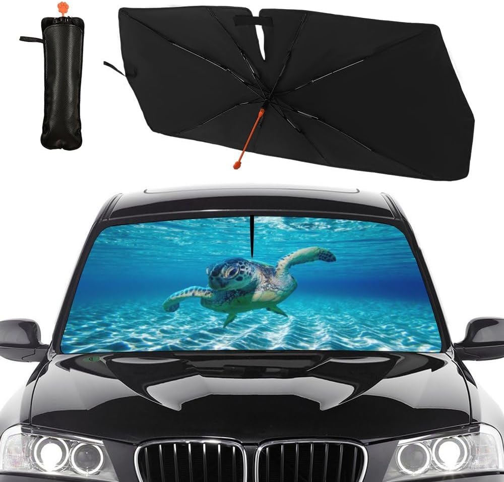 Amazon.com: Sea Turtle Car Windshield Sunshade Umbrella Foldable Turtle ...