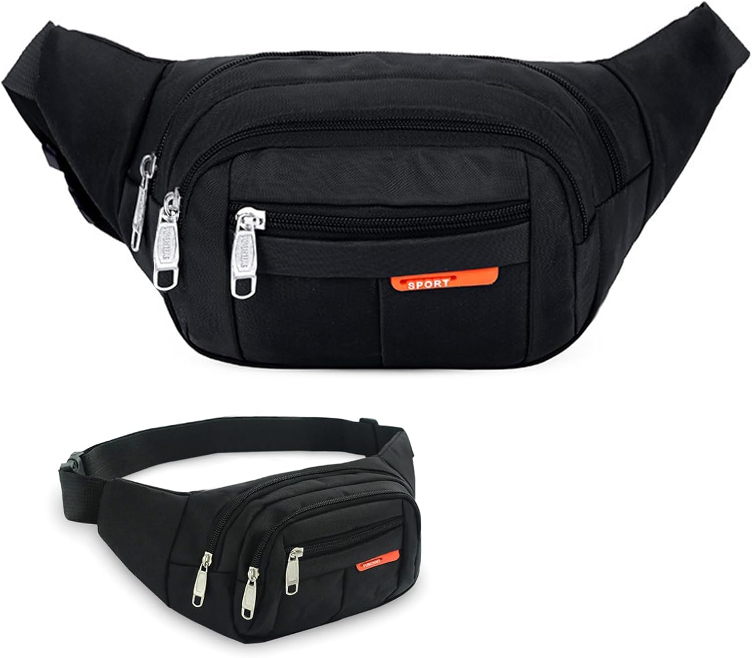 Fanny Pack, Black Belt Crossbody Bag for Men Fanny Waist Pack with 4 ...