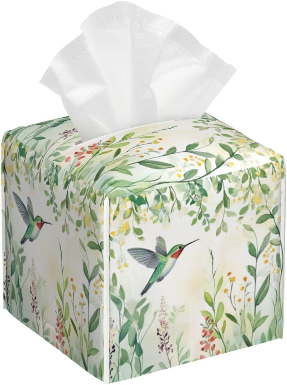 Amazon.com: Green Leaves Hummingbird Spring Tissue Box Cover Watercolor ...