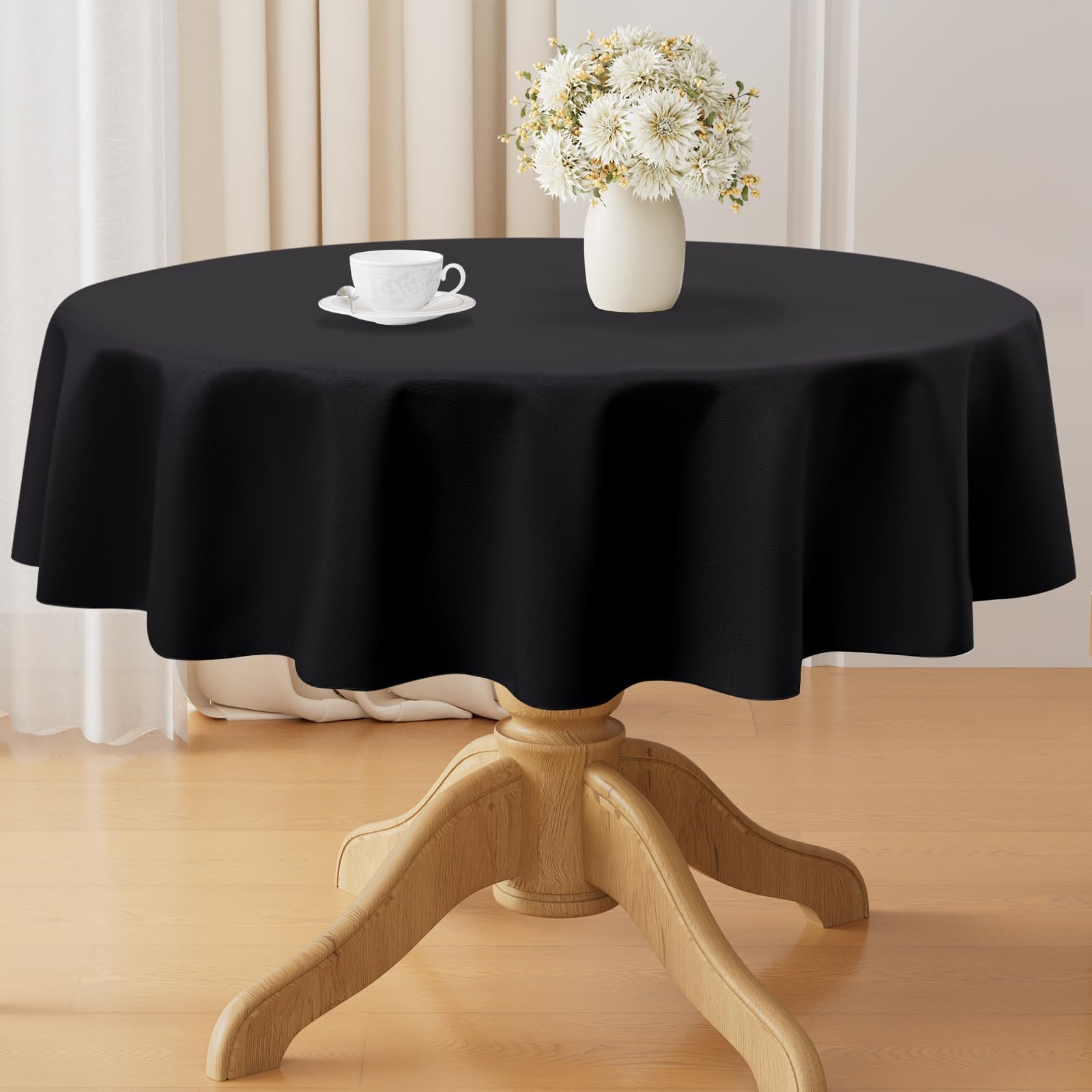 Amazon.com: Smiry Round Table Cloth, Waterproof Anti-Scratch Polyester ...