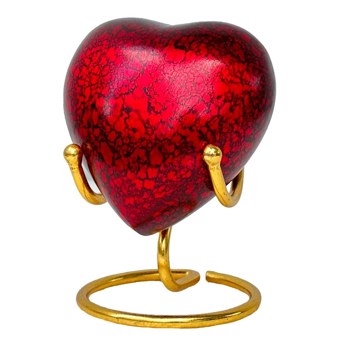 Amazon.com: Heart Shape Keepsake Urn with Golden Brass Stand and Box ...