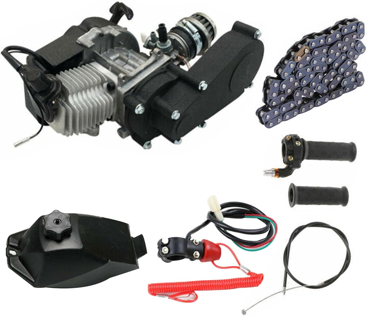 49CC Mini Motor, 2 Takt Motor Komplettmotoren Motor, Mini Getriebe ...