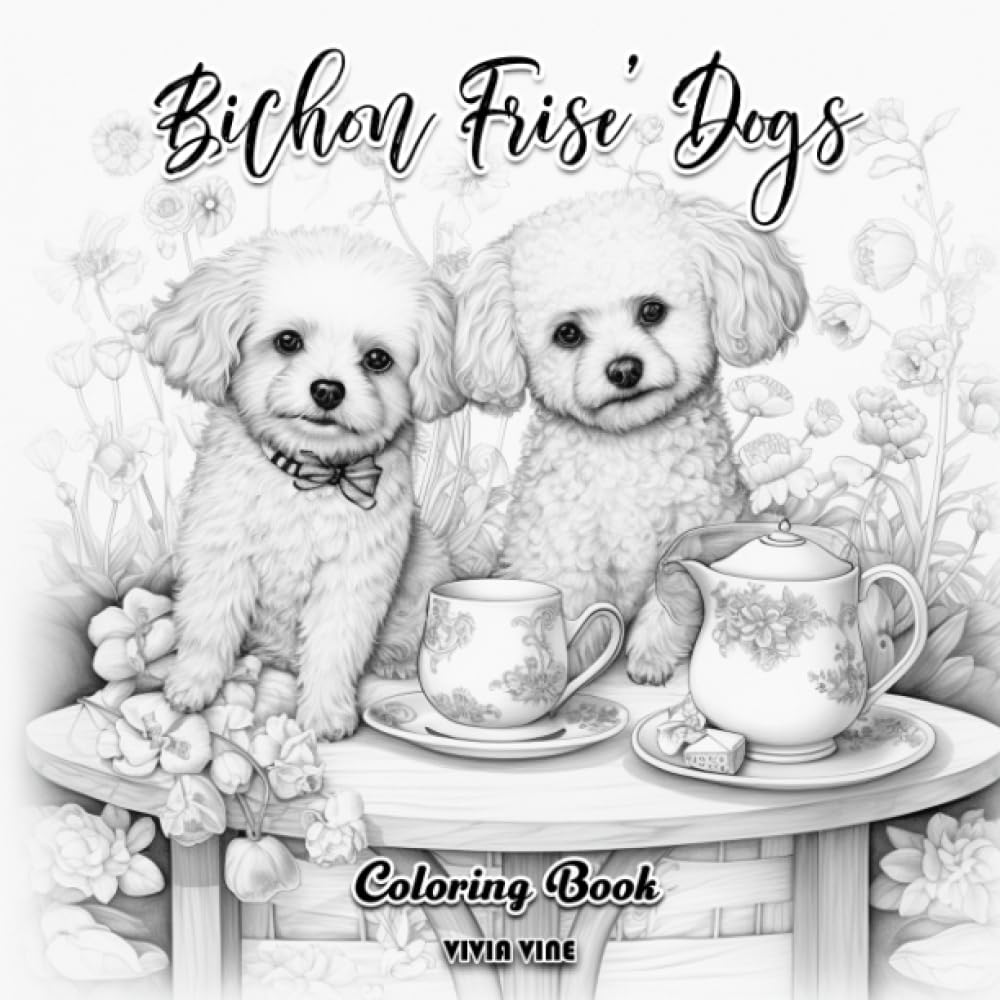 Amazon.com: Bichon Frise’ Dogs Coloring Book: 9798891470279: Vine ...
