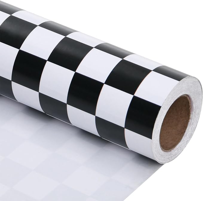 Amazon.com: Titiweet Checkered Flag Wrapping Paper Roll- Mini Roll 17 ...