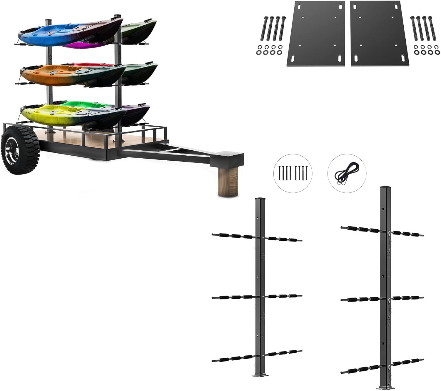 Amazon.com : Adjustable Multifunctional Kayak Carrier Transport Rack ...