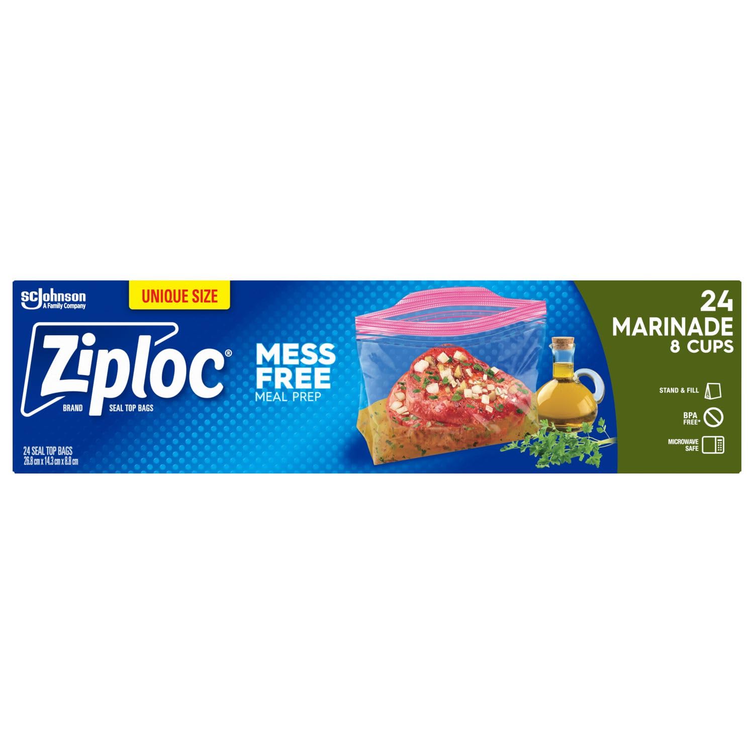 Ziploc® Marinade Bags, Mess free meal prep, 8 cups, 24 Bags : Amazon.ca ...