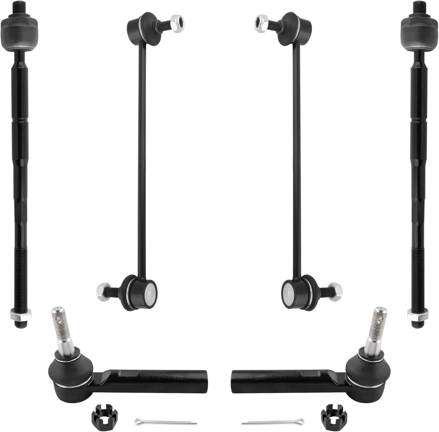 Amazon.com: BOXI (Set of 6) Front Inner & Outer Tie Rods + Sway Bar End ...
