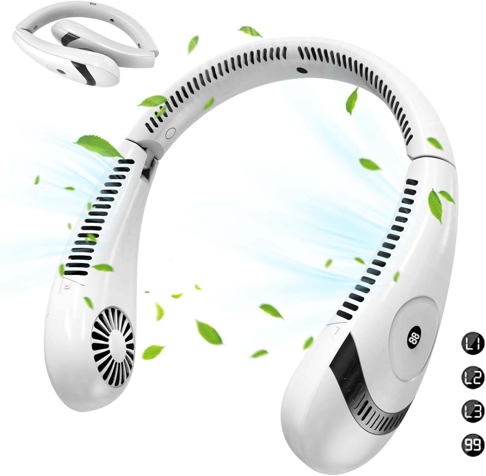 Tevelecin Personal Neck Fan, 5000mAh Foldable Bladeless Neck Fans ...