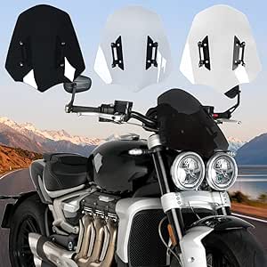 Amazon.com: Motorcycle Windshield Windscreen Wind Deflector 3-R Front ...