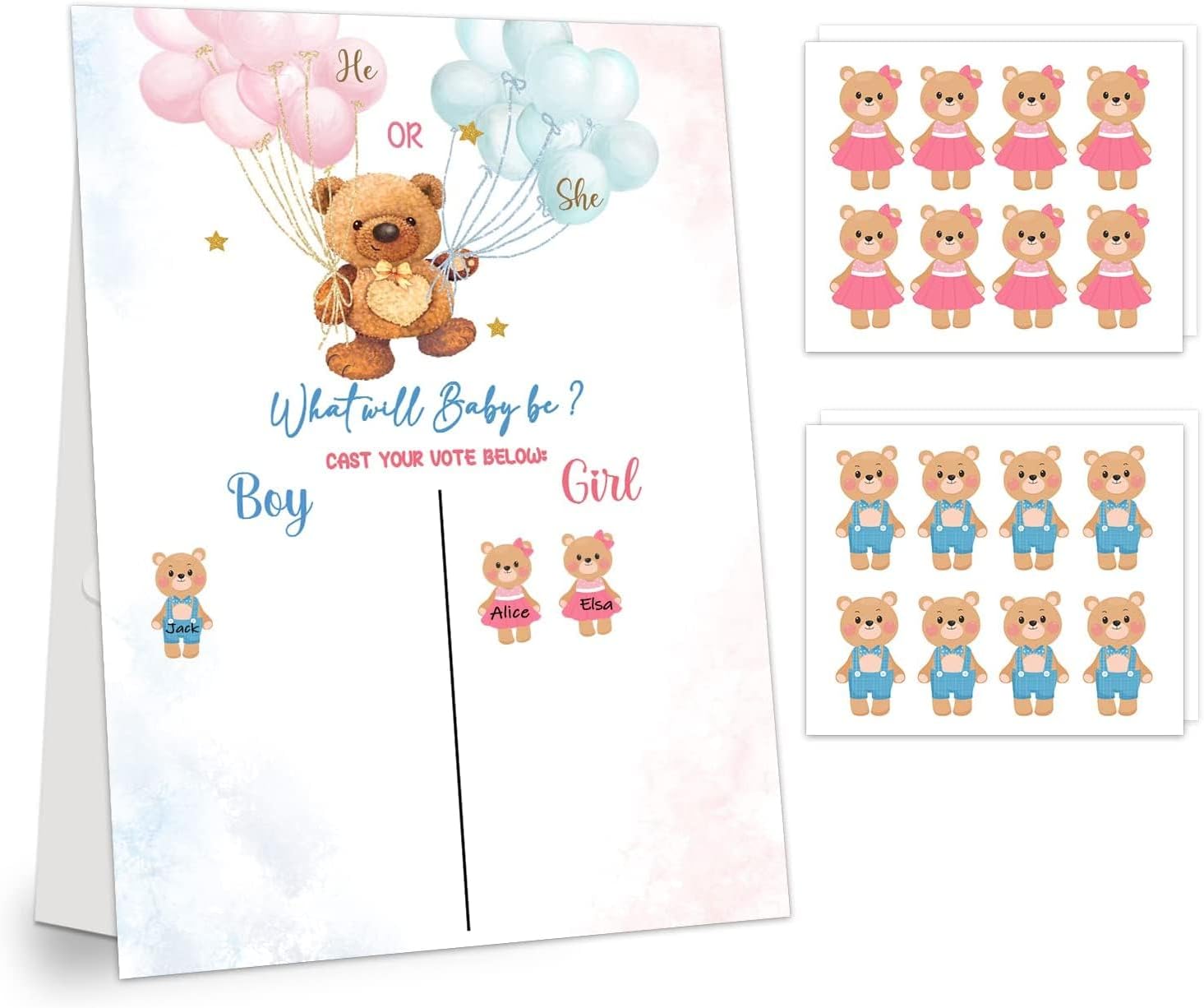 Amazon.com: Bear Gender Reveal Voting Board Sign, Guess The Gender ...