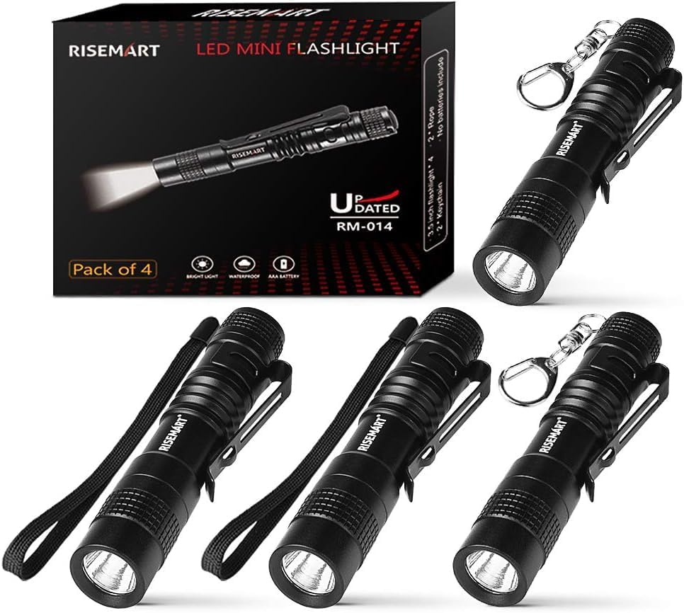 RISEMART Pocket Torch, 4 PCS 3.5" Mini Torches, Ultra Bright Small ...