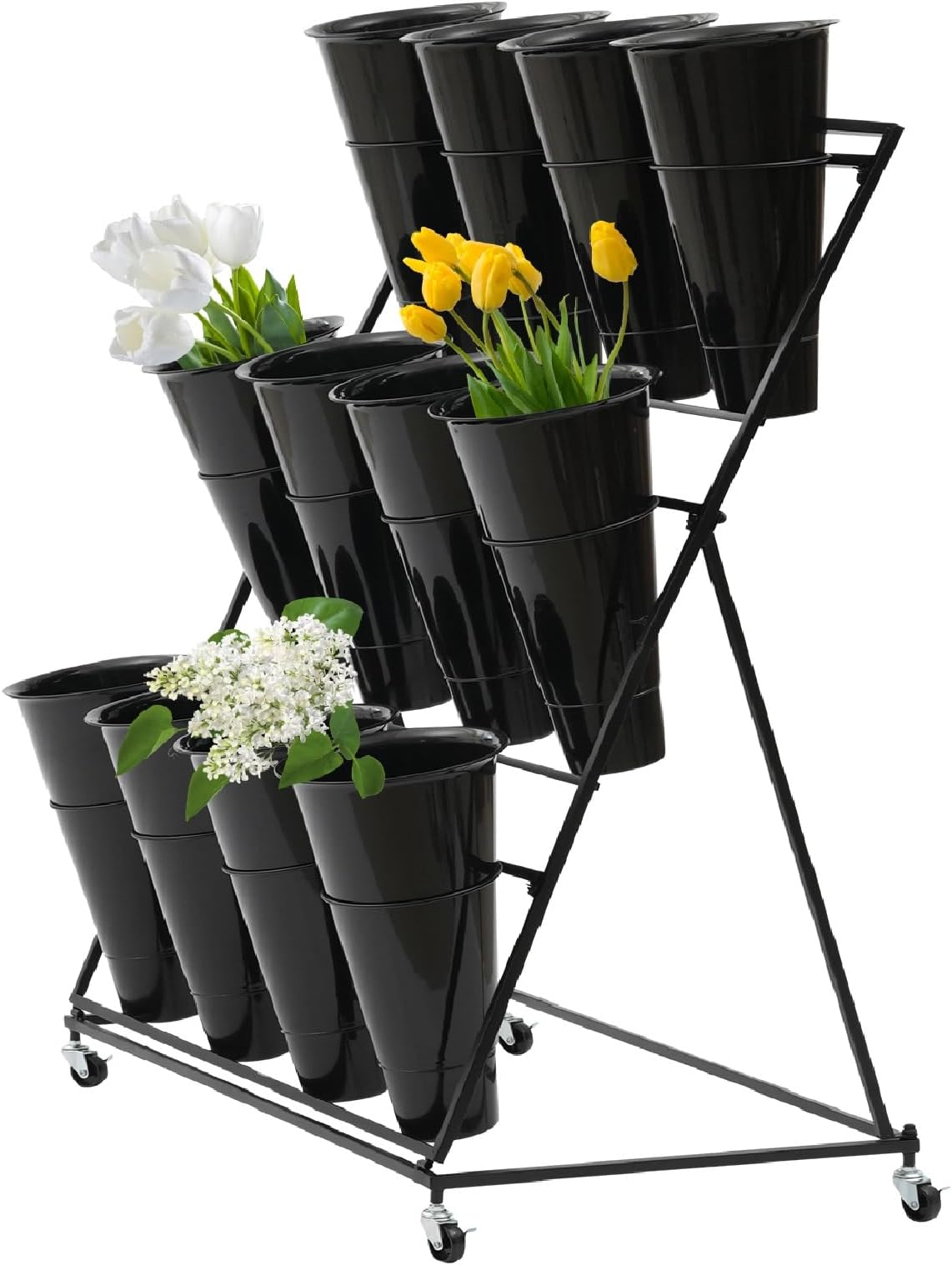Amazon.com: NeNchengLi 3 Tier Metal Flower Display Stand with Wheels ...