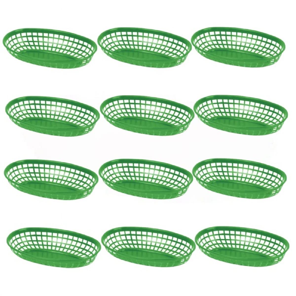 Snapklik.com : Set Of 12 Plastic Oval 9-3/8 Fast Food Basket Green- Fry ...