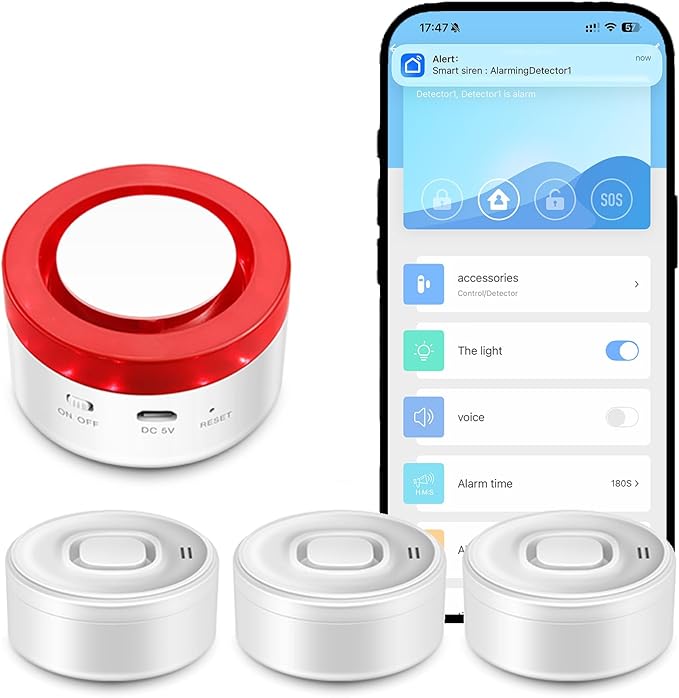 WiFi Water Leak Detector Kit - 4 Modes: 1 Hub with Flashing Alert + 3 ...