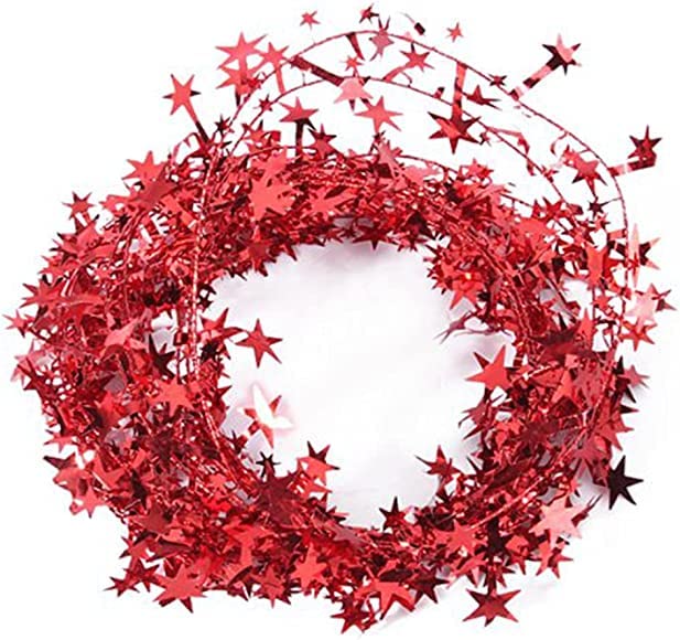 Buy Forty Wings 1 Pcs Red Star Shape Tinsel Garland Tinsel Christmas ...