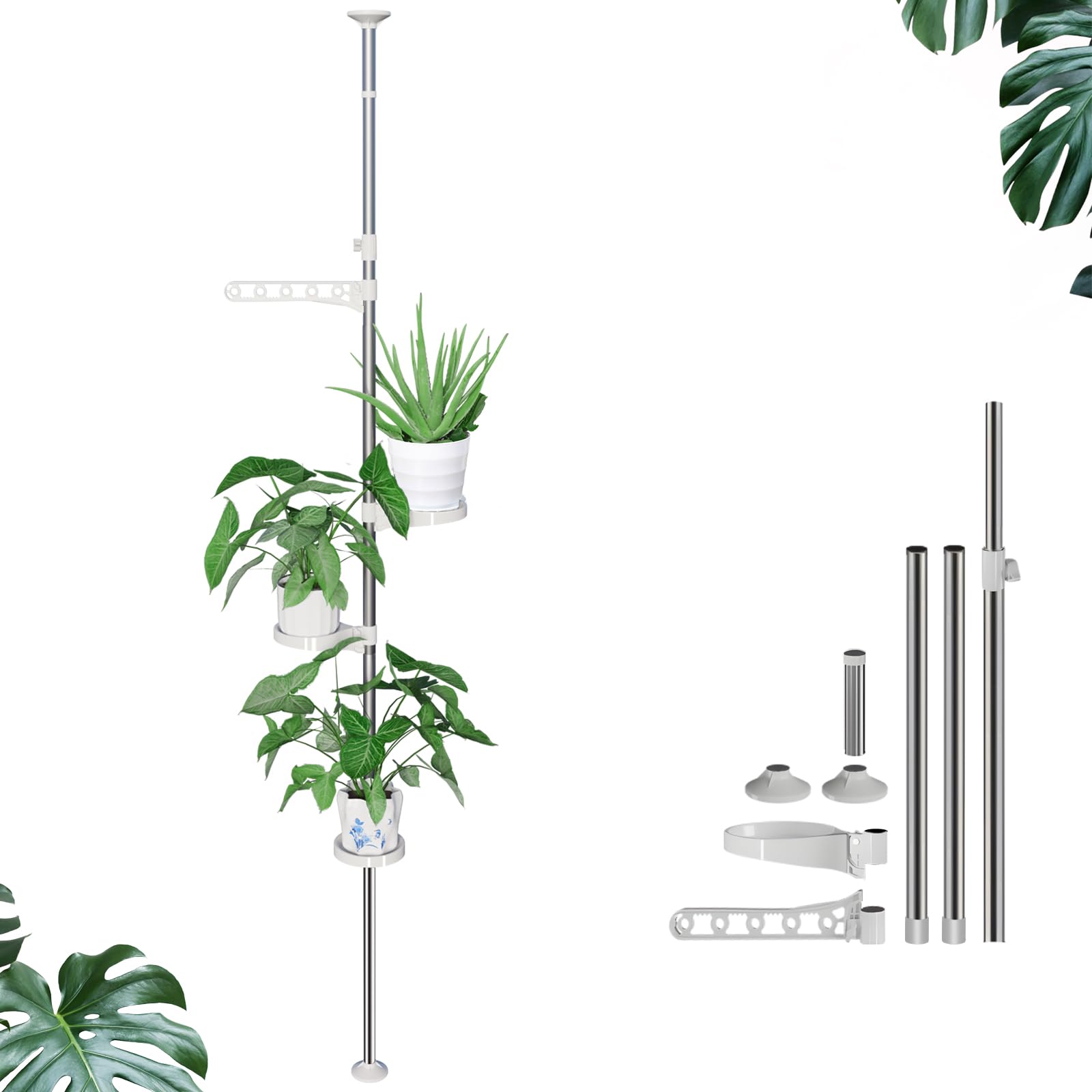 Yuanjimi Window Sill Plant Stand Indoor/outdoor 4 Tiered Tension Plant ...