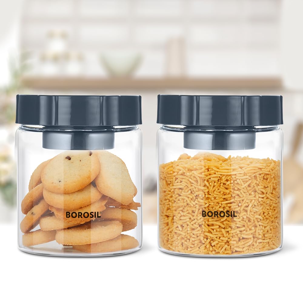 Buy Borosil EasyScoop Endura Glass Jar with PP Lid & Scoop Cup, Set of ...