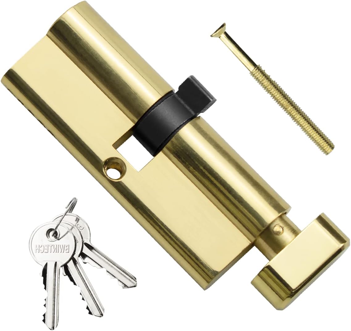 Thumb-Turn Euro Cylinder Door Lock Barrel - Brass & Nickel ...