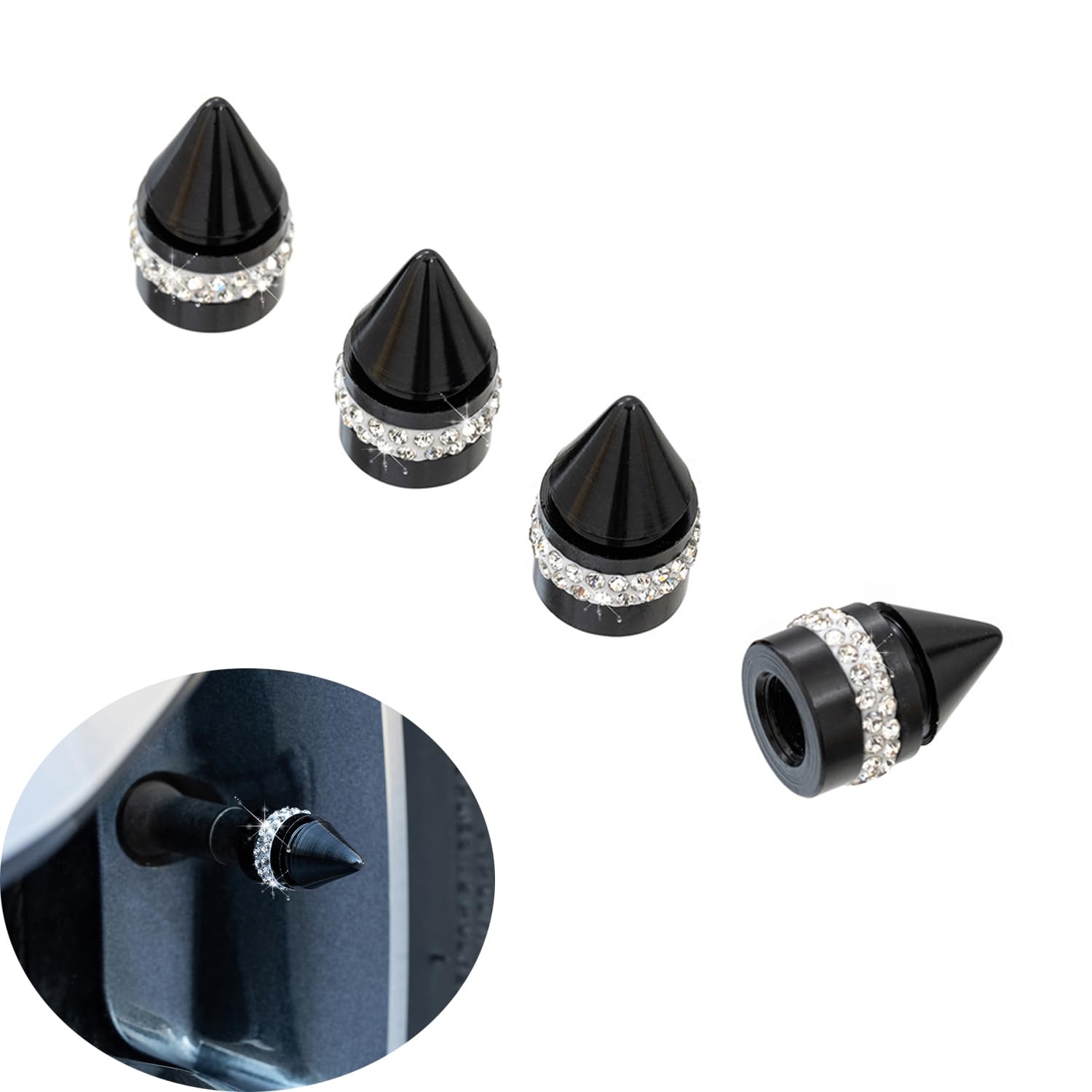 Bling Car Tire Valve Caps, 4pcs Handmade Crystal Rhinestone Universal ...