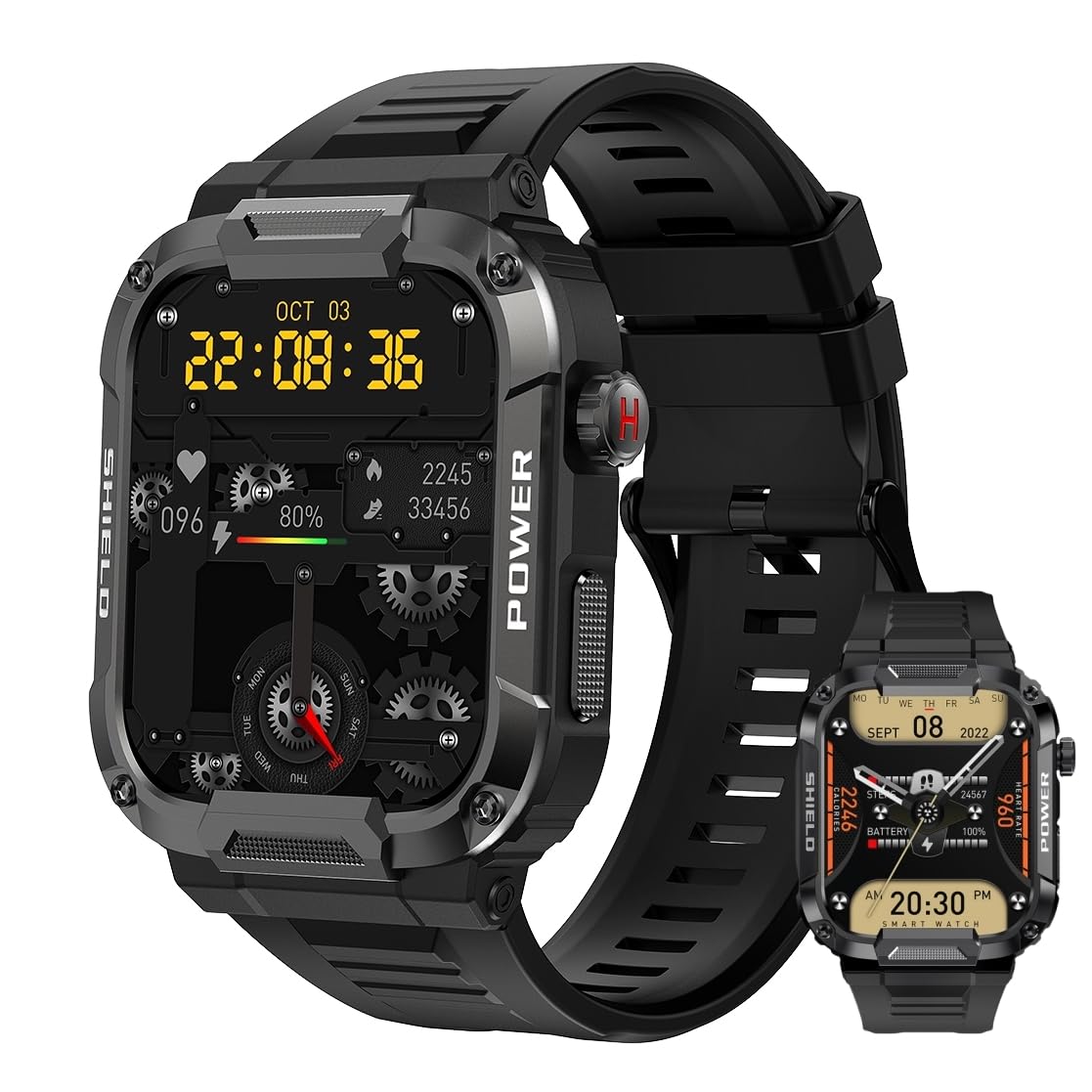 Amazon.com: Military Smart Watch for Men for iPhone ＆ Android, 1.85 ...