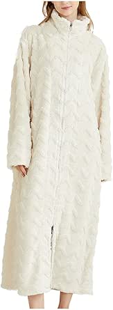 Winter Robes for Women Fashion Full Zip Long Spa Robe Casual Soft Loose ...